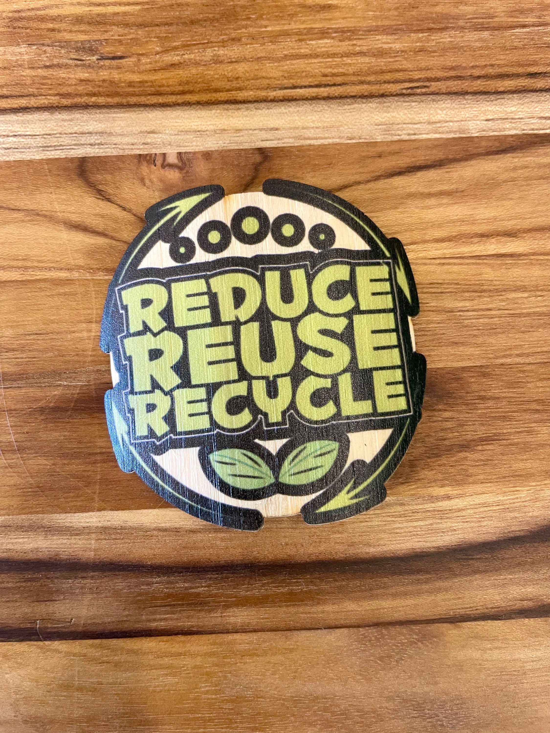 Bamboo Sticker - Reduce Reuse Recycle | Sustain Mother Earth