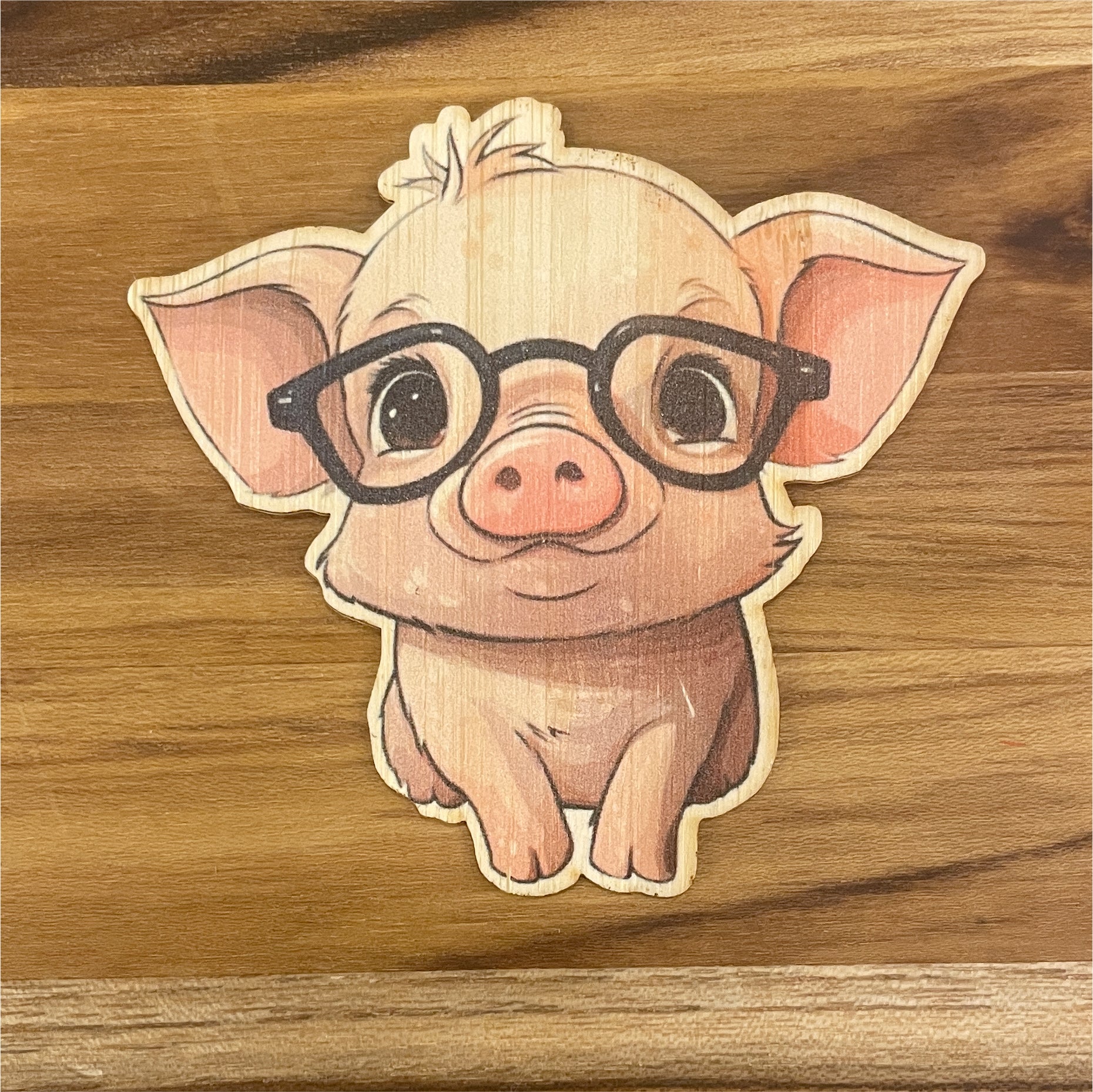 Bamboo Sticker - Studious Pig | Sustain Mother Earth